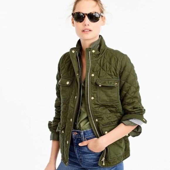 J. Crew | Jackets & Coats | J Crew Green Quilted Jacket | Poshmark